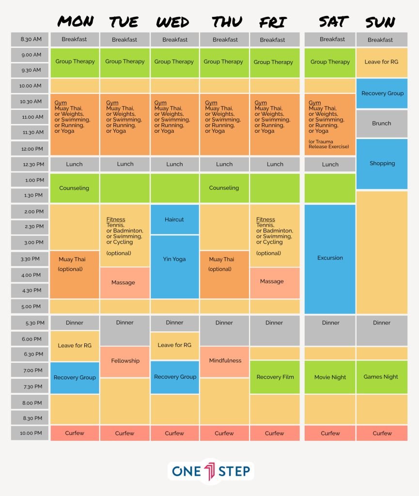 One Step Rehab Weekly Treatment Schedule